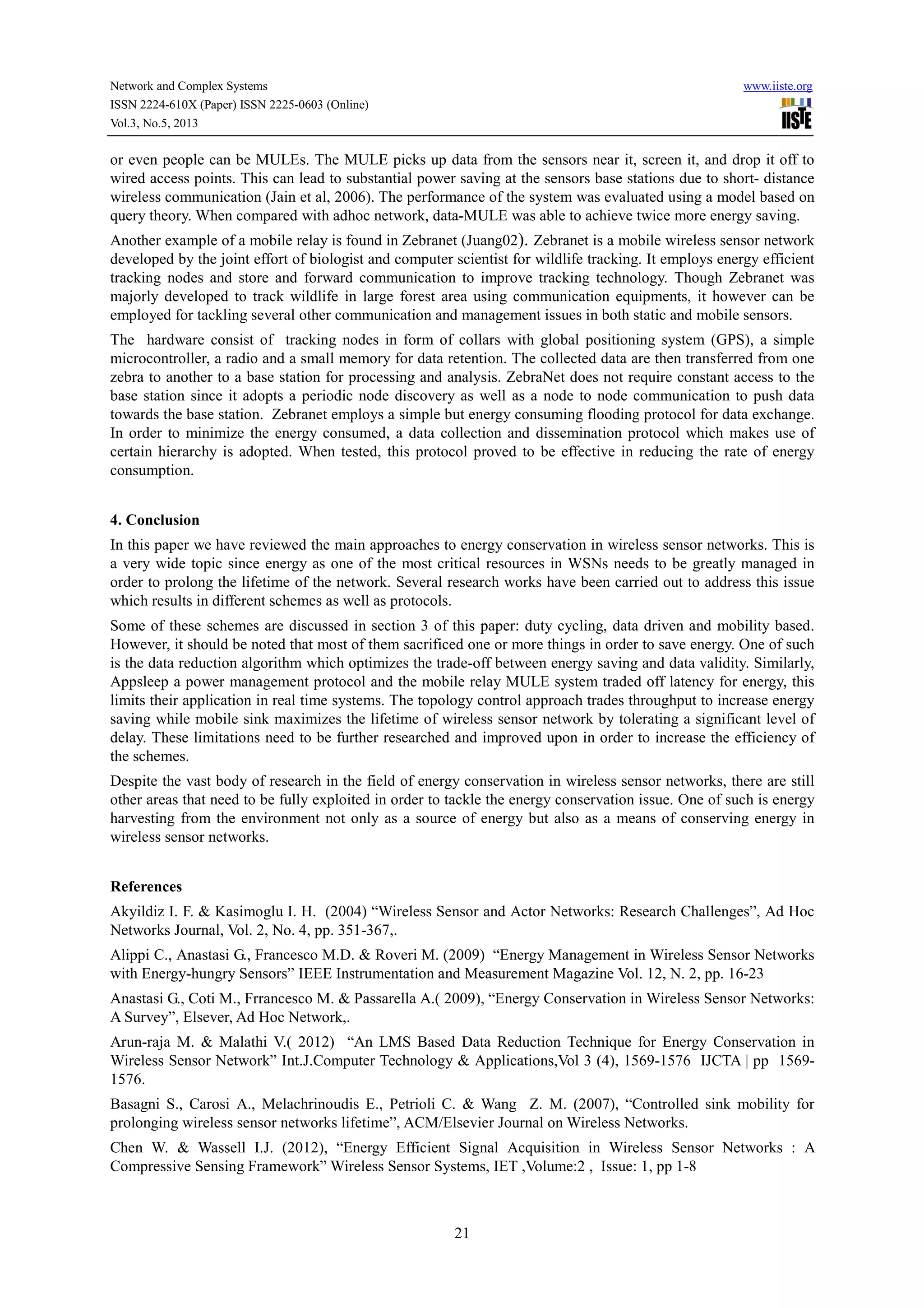 A review of energy conservation in wireless sensor networks | PDF