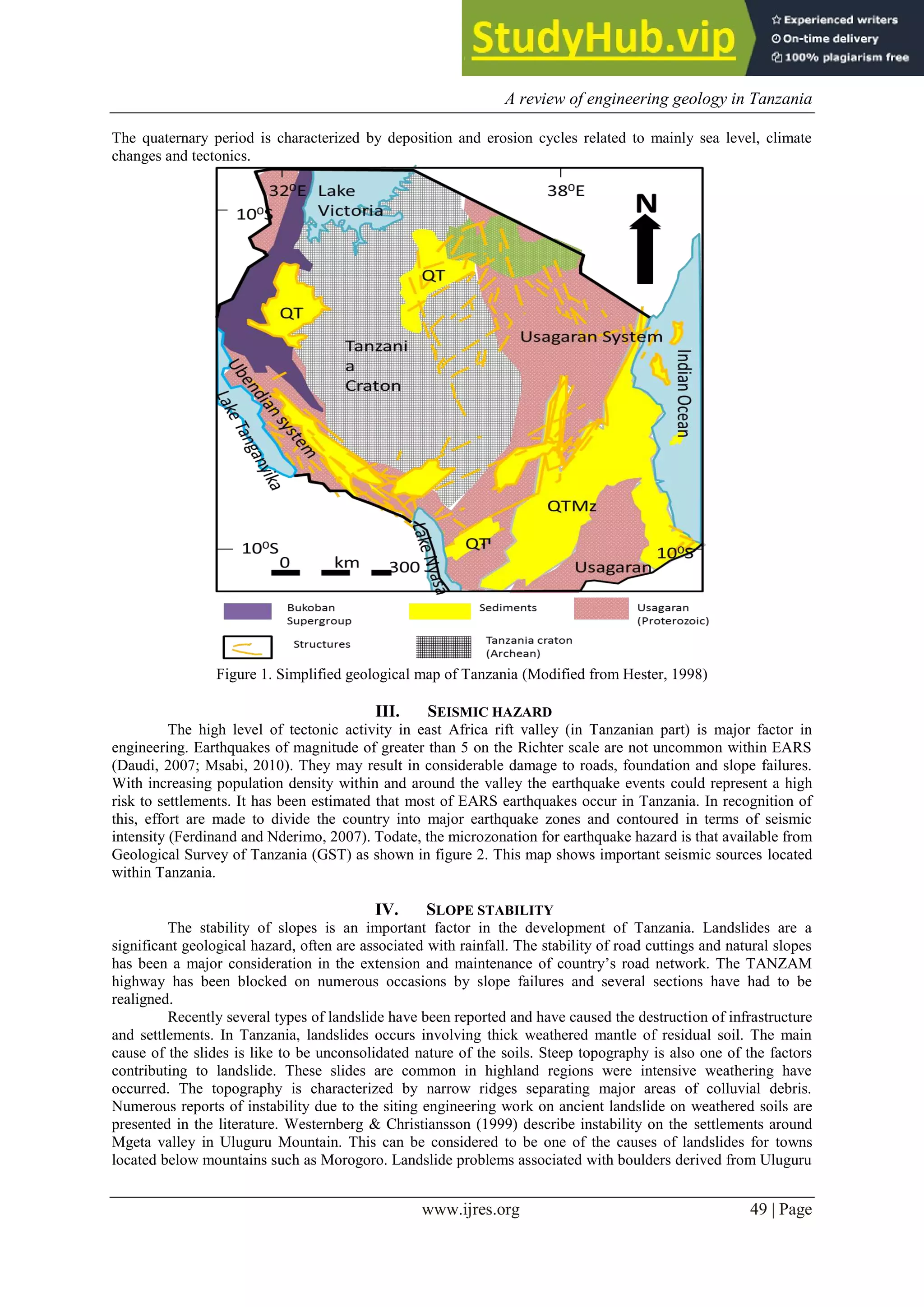 A Review Of Engineering Geology In Tanzania | PDF