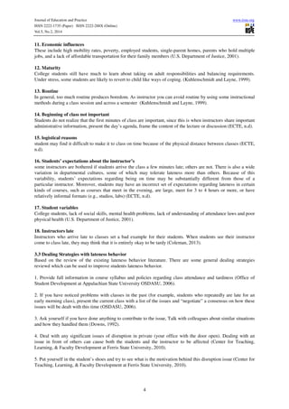 A review of factors associated with student’s lateness bahavior and ...