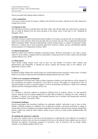 A review of factors associated with student’s lateness bahavior and ...