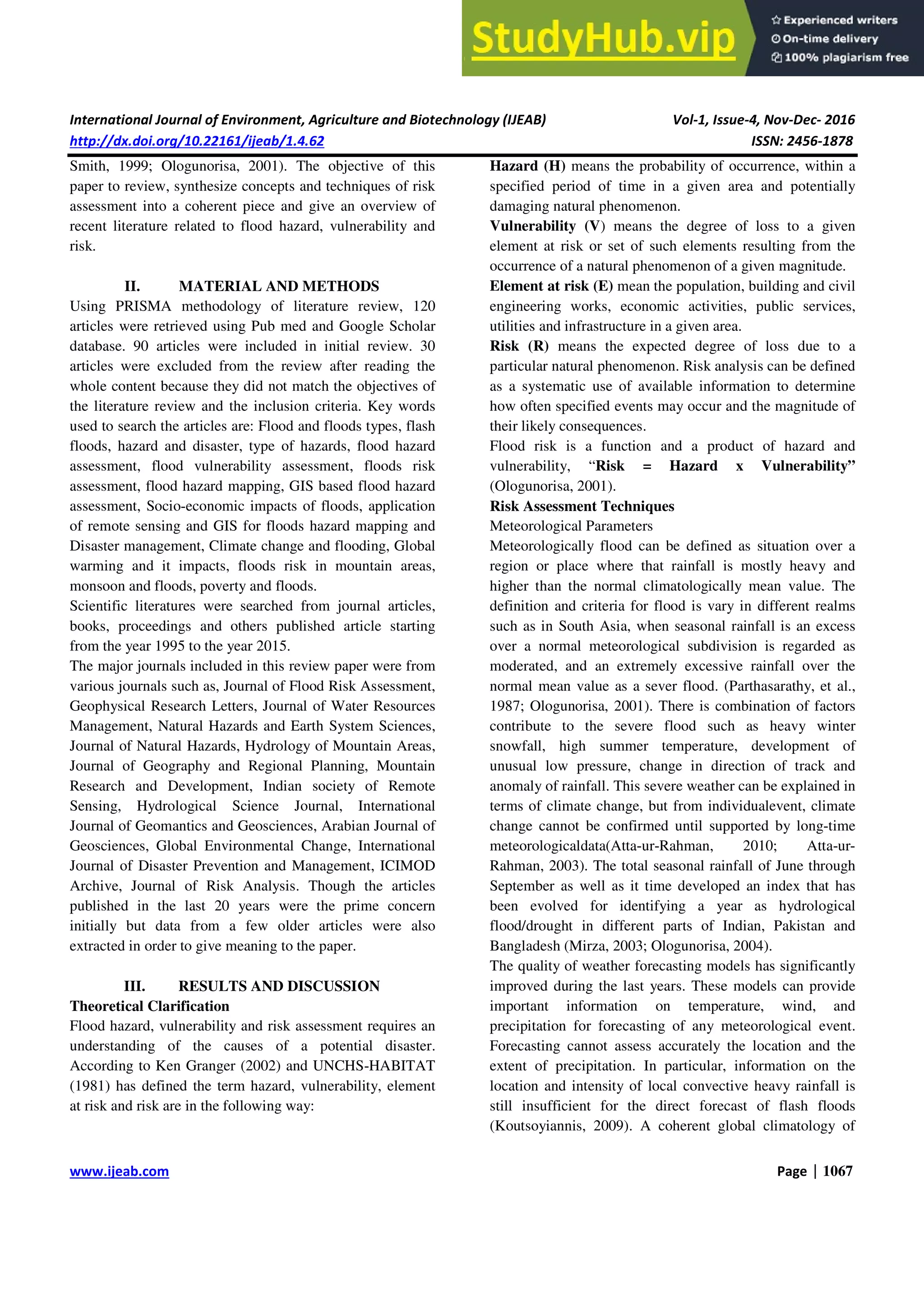 A Review Of Flood Risk Assessment | PDF