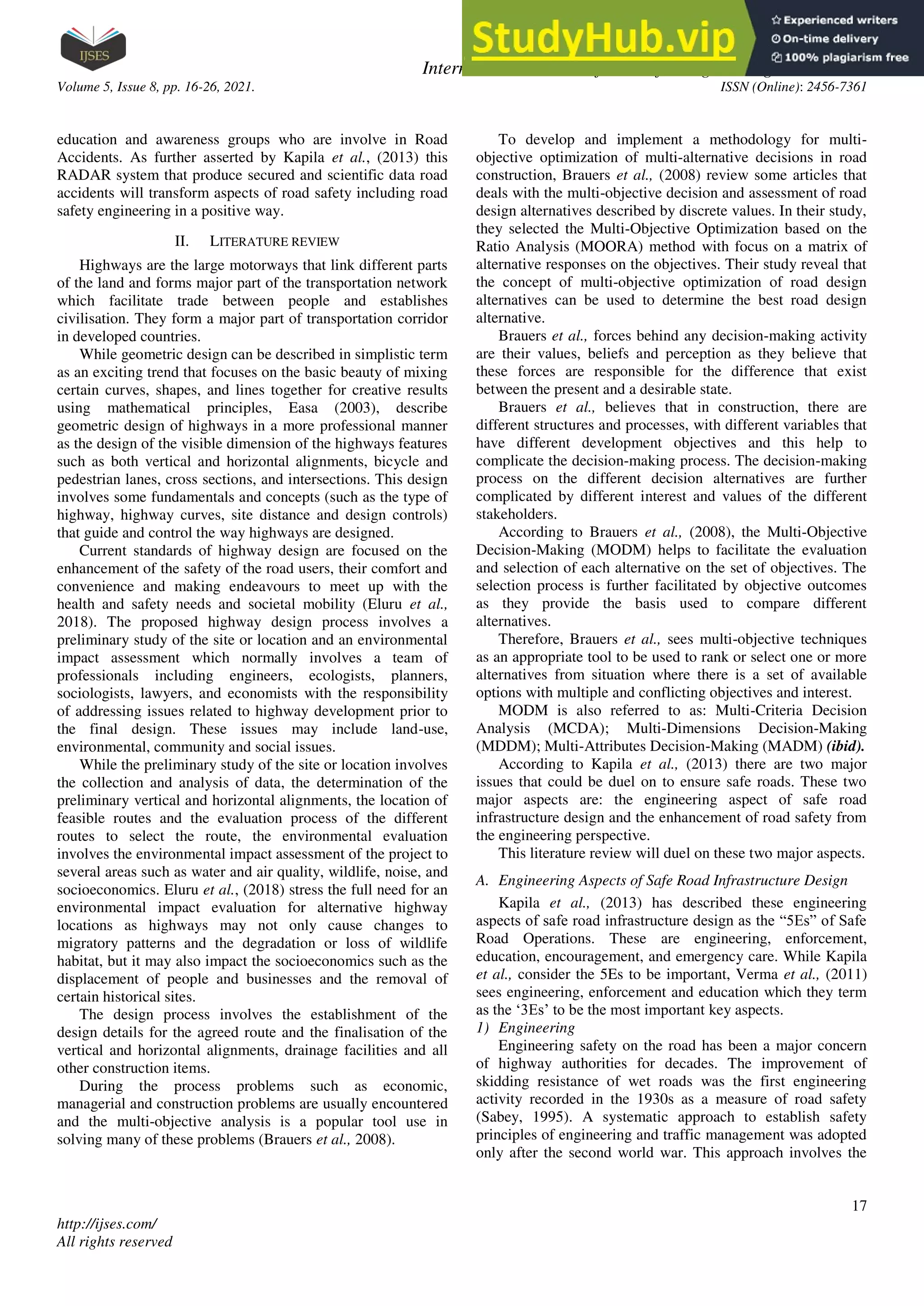 A Review Of Highways Geometric Design To Ensure Road Health And Safety ...