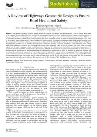 A Review Of Highways Geometric Design To Ensure Road Health And Safety ...
