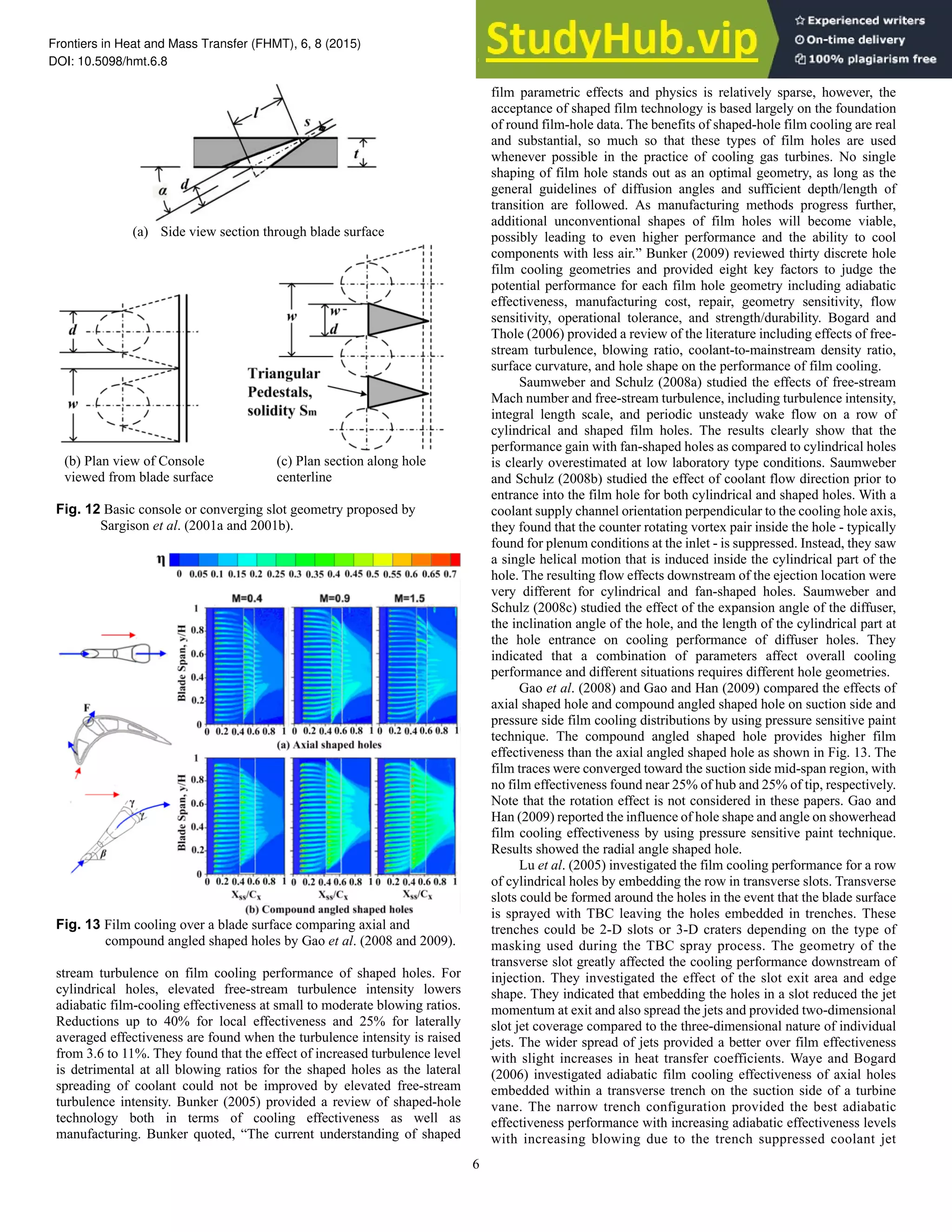 A Review Of Hole Geometry And Coolant Density Effect On Film Cooling | PDF