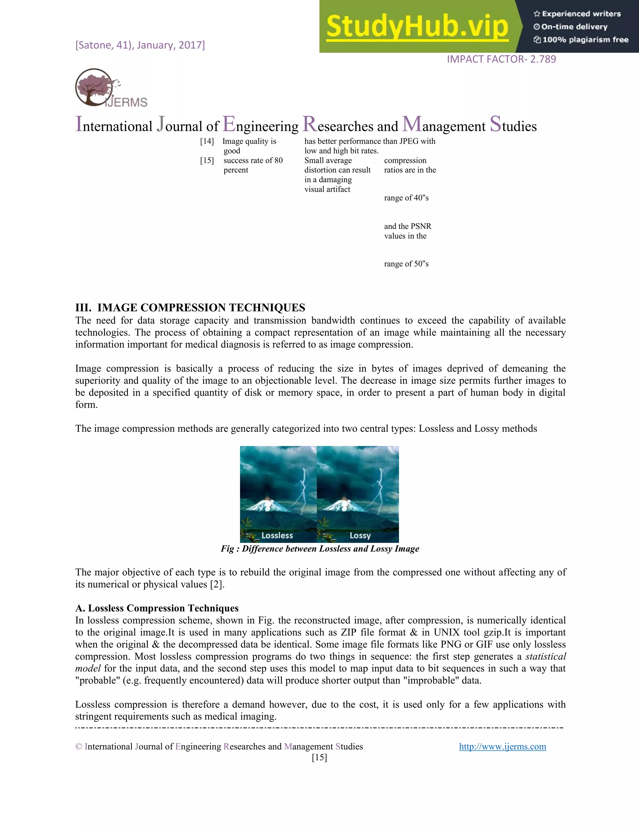 A REVIEW OF IMAGE COMPRESSION TECHNIQUES | PDF | Computing | Technology & Computing