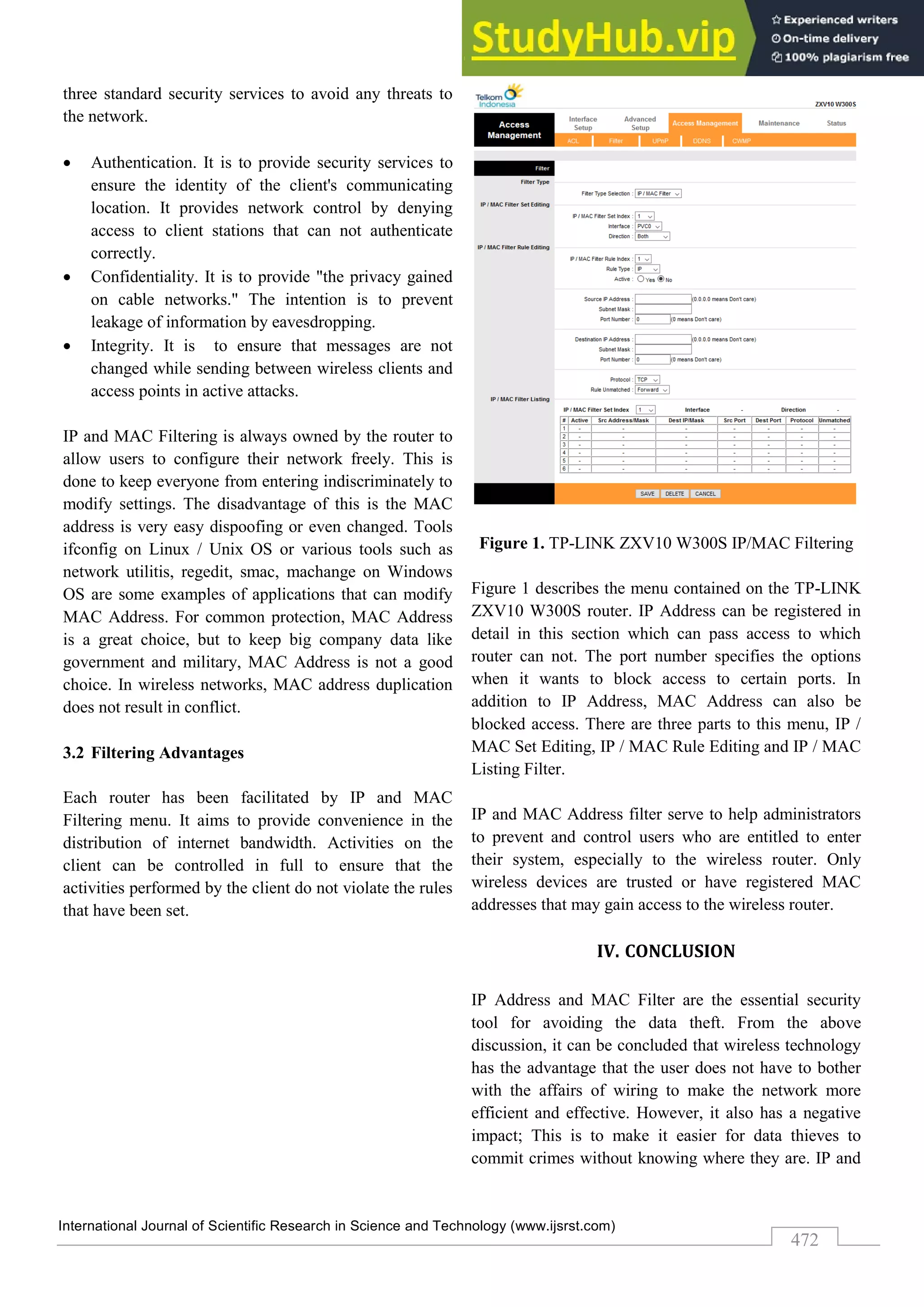 A Review Of IP And MAC Address Filtering In Wireless Network Security | PDF