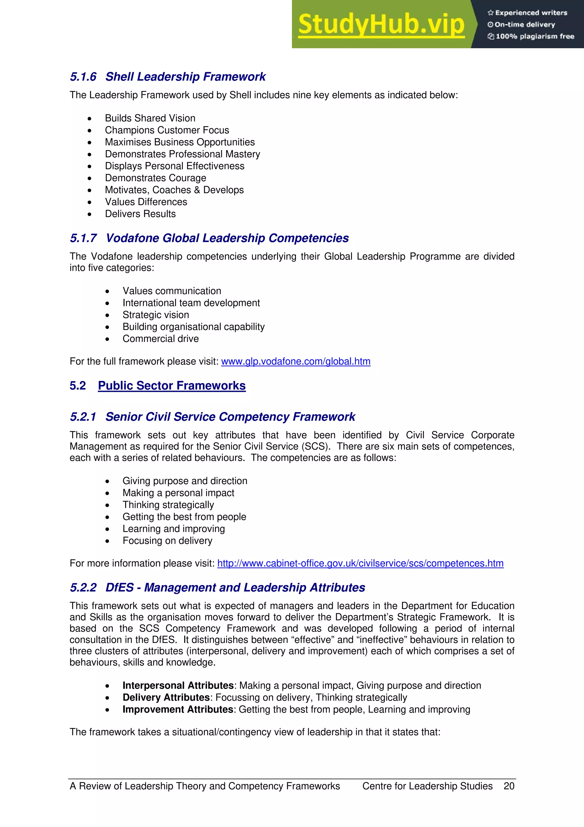 A Review Of Leadership Theory And Competency Frameworks | PDF