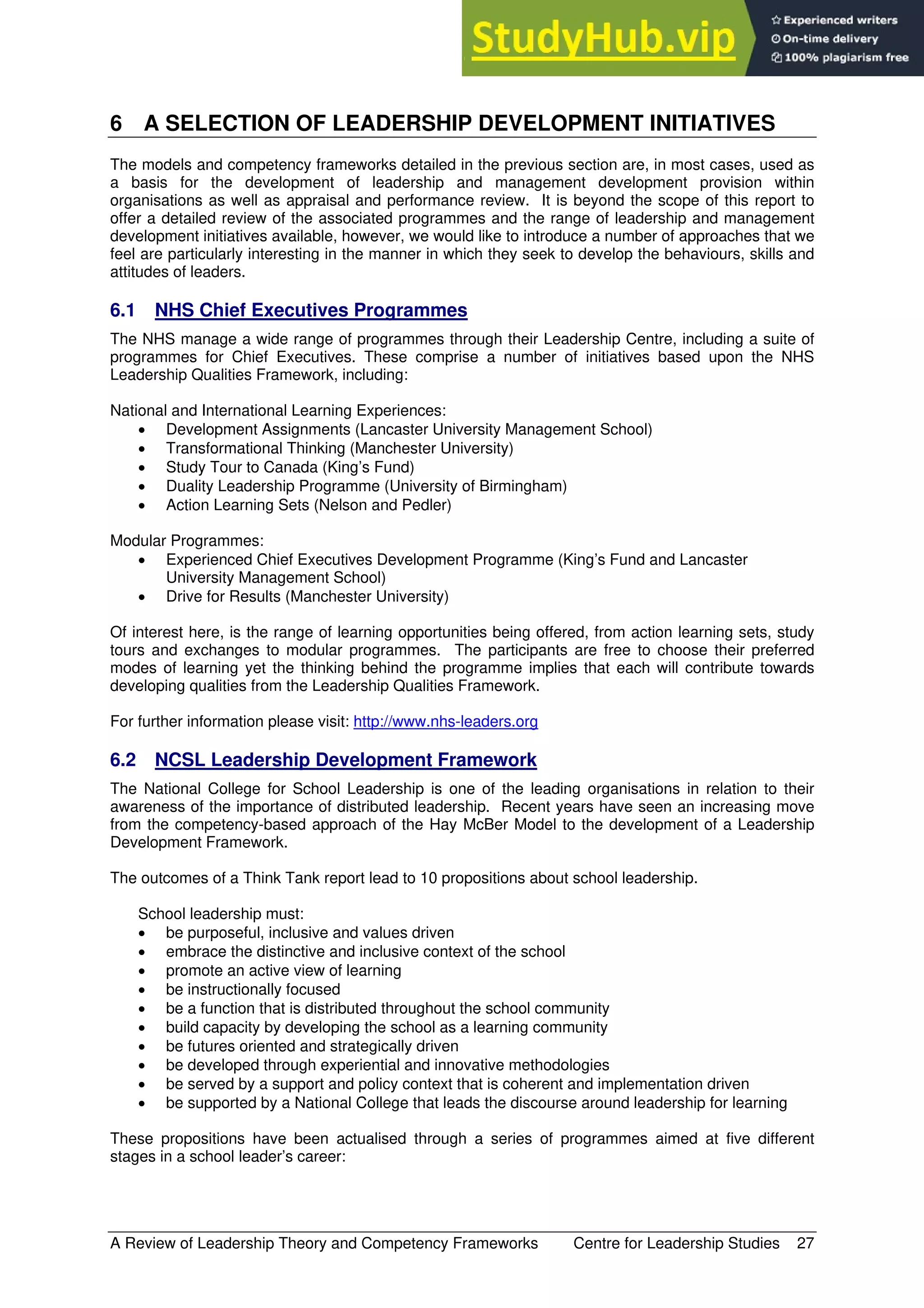 A Review Of Leadership Theory And Competency Frameworks | PDF