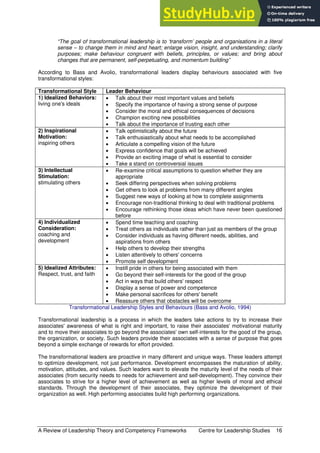 A Review Of Leadership Theory And Competency Frameworks | PDF