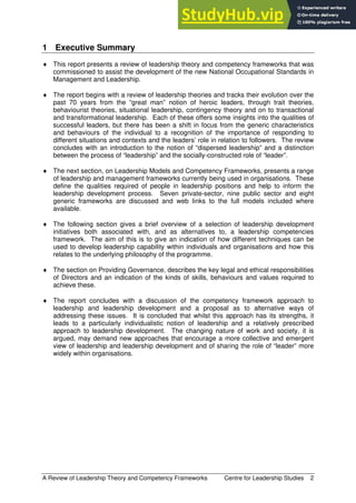 A Review Of Leadership Theory And Competency Frameworks | PDF