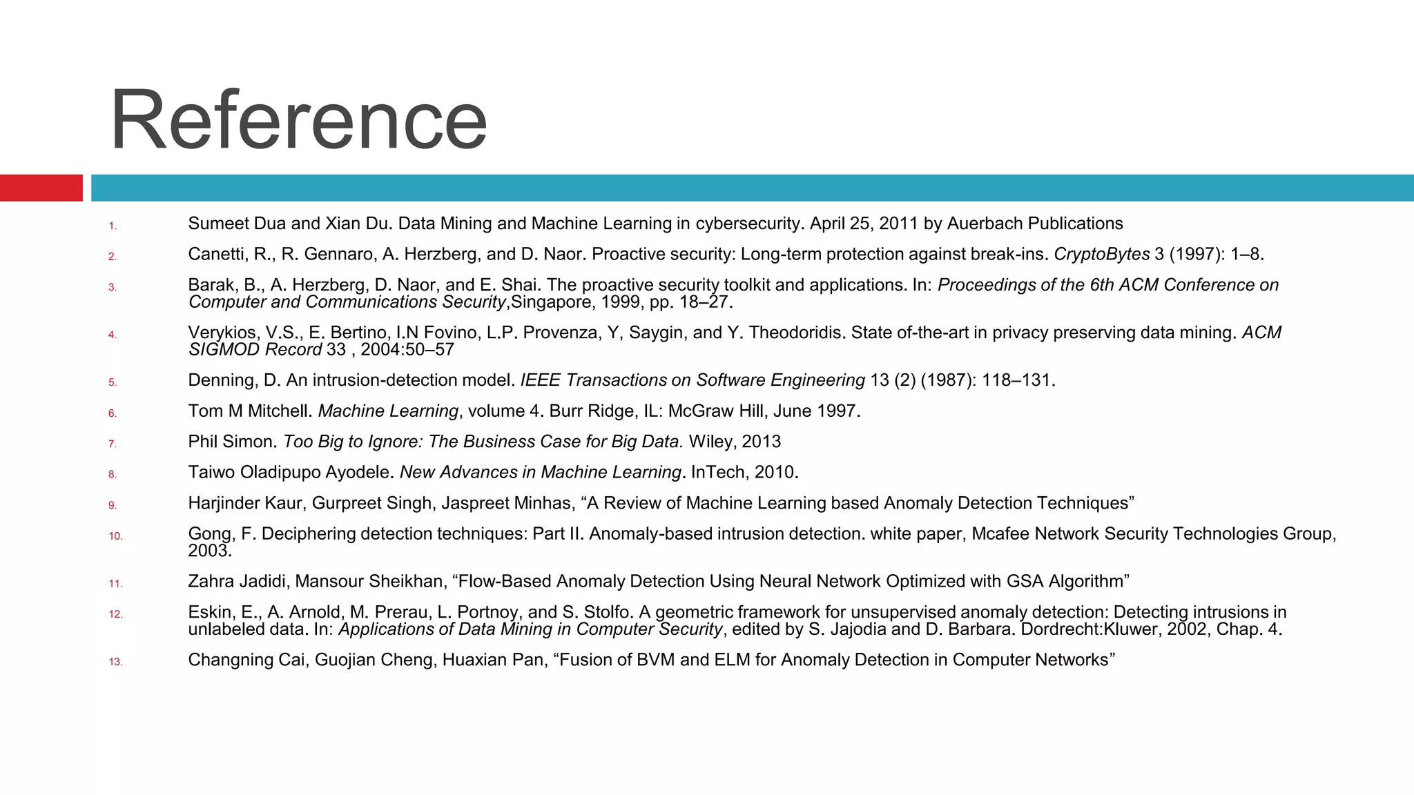 A Review Of Machine Learning Based Anomaly Detection Ppt