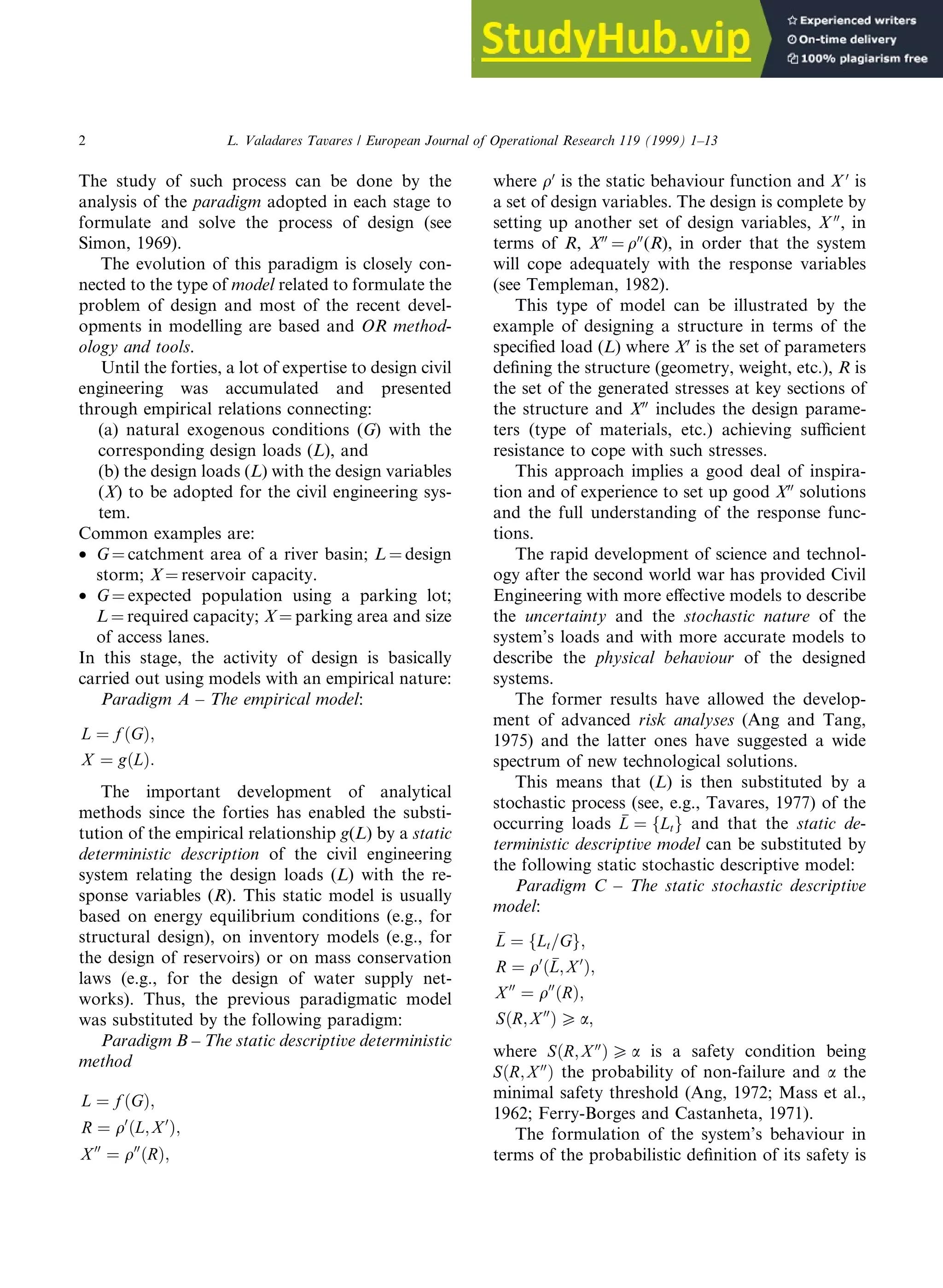 A Review Of Major Paradigms And Models For The Design Of Civil Engineering Systems Pdf
