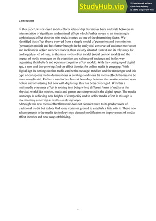 A Review Of Media Effect Theories And Their Extension To Digital Media ...