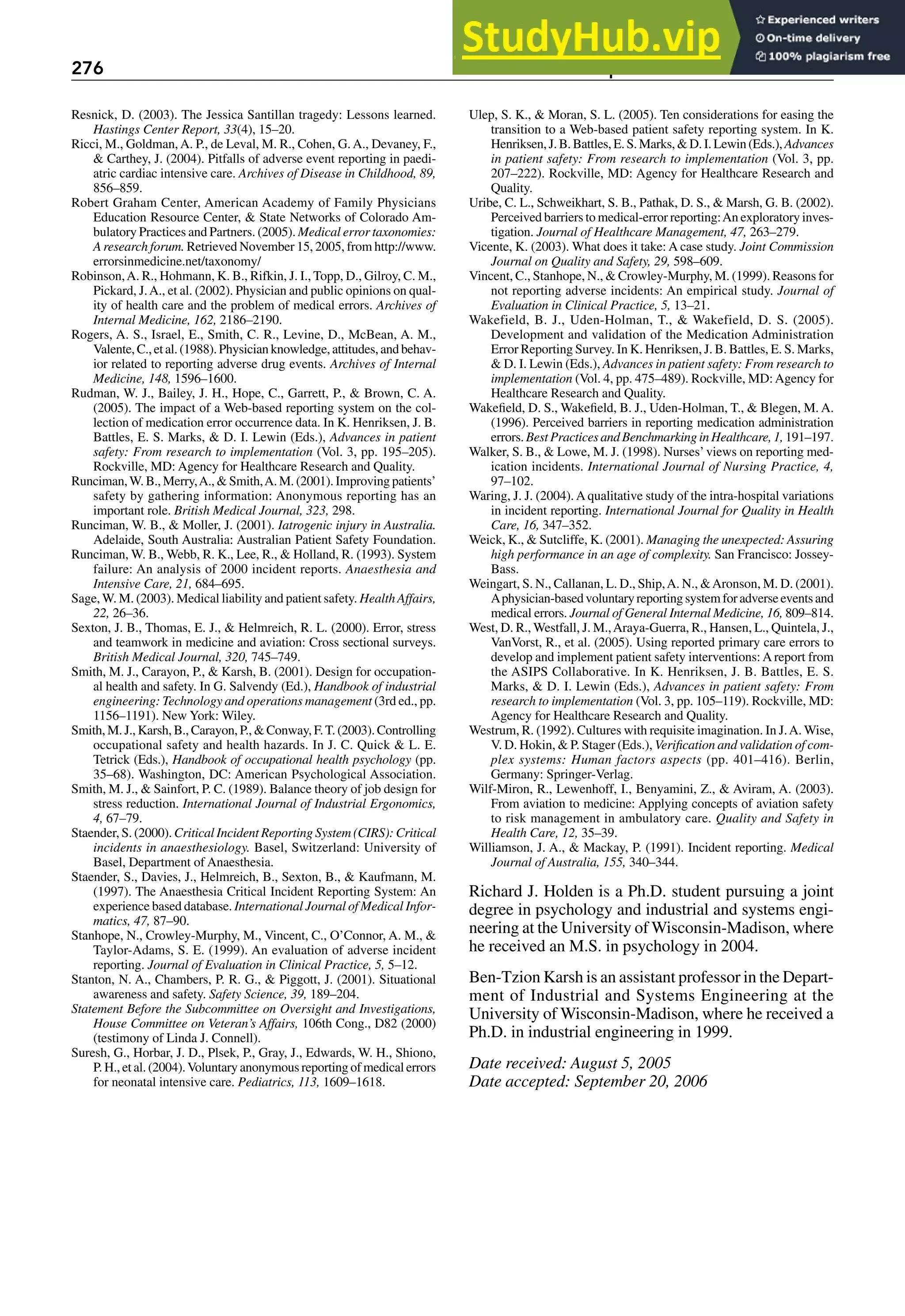 A Review Of Medical Error Reporting System Design Considerations And A Proposed Cross-Level ...