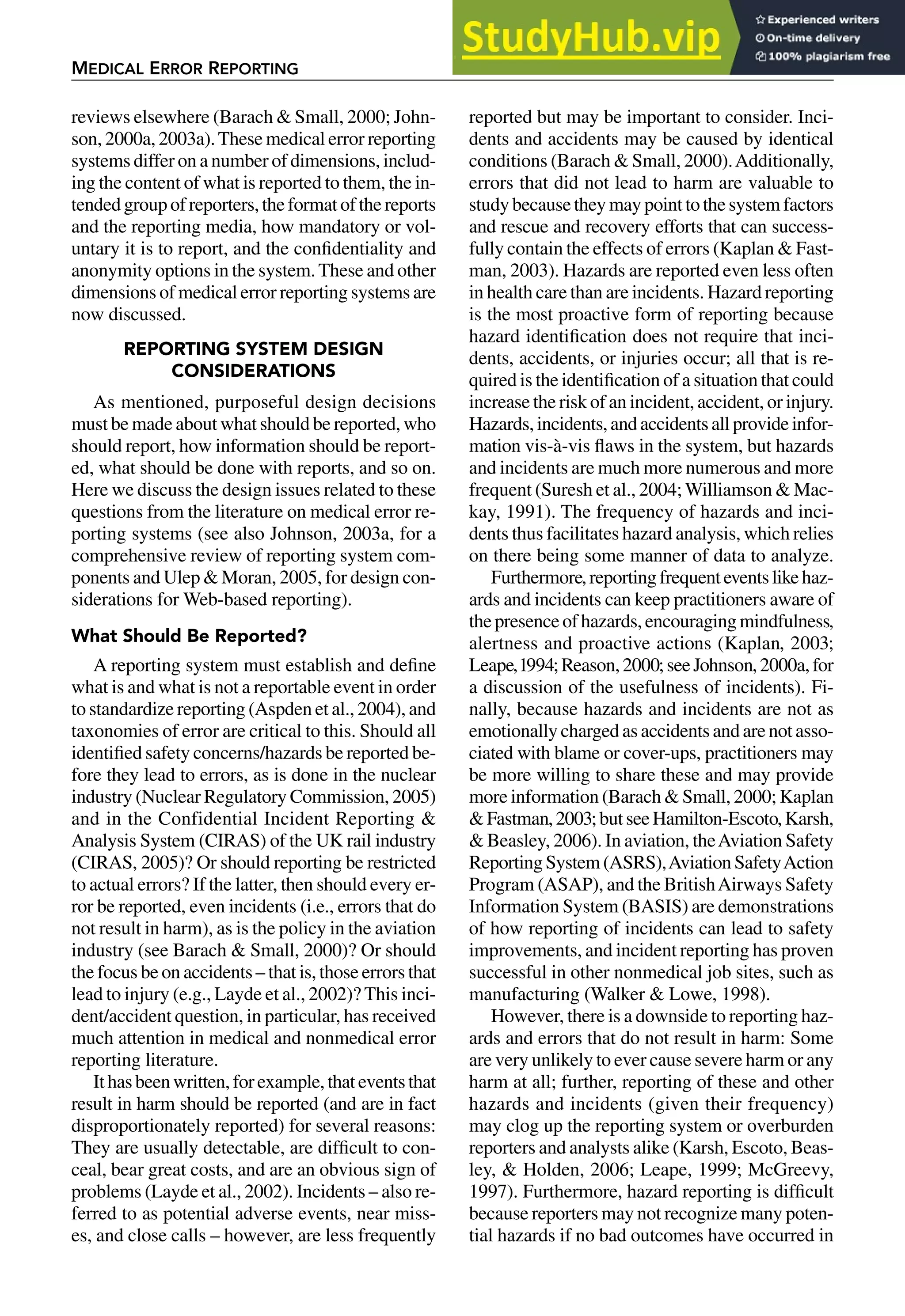 A Review Of Medical Error Reporting System Design Considerations And A ...