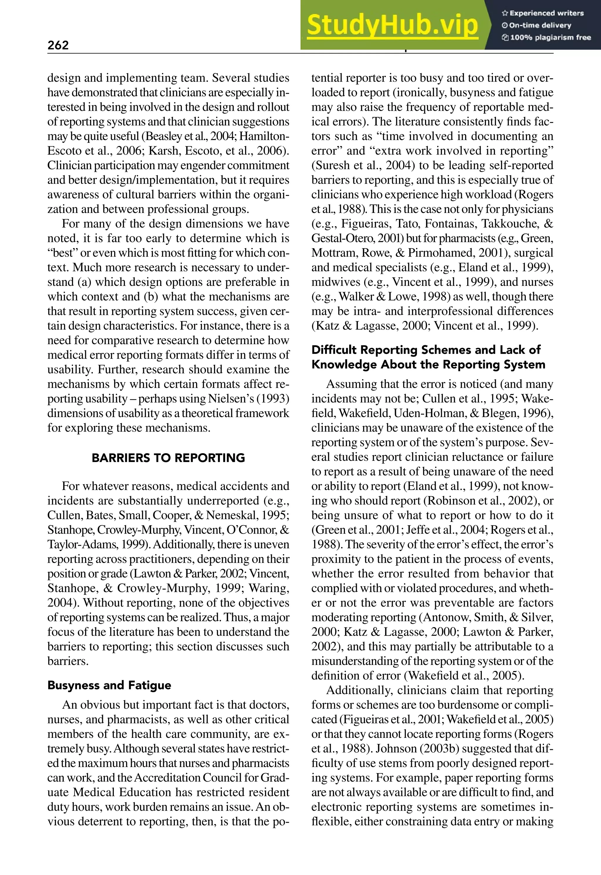 A Review Of Medical Error Reporting System Design Considerations And A ...
