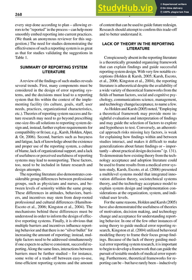 A Review Of Medical Error Reporting System Design Considerations And A ...