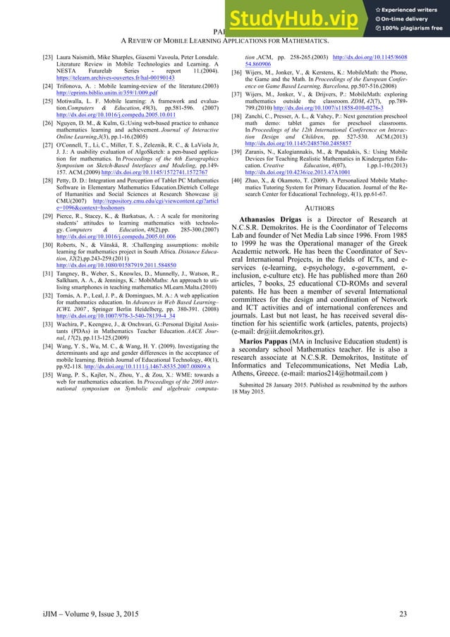 A Review Of Mobile Learning Applications For Mathematics Pdf