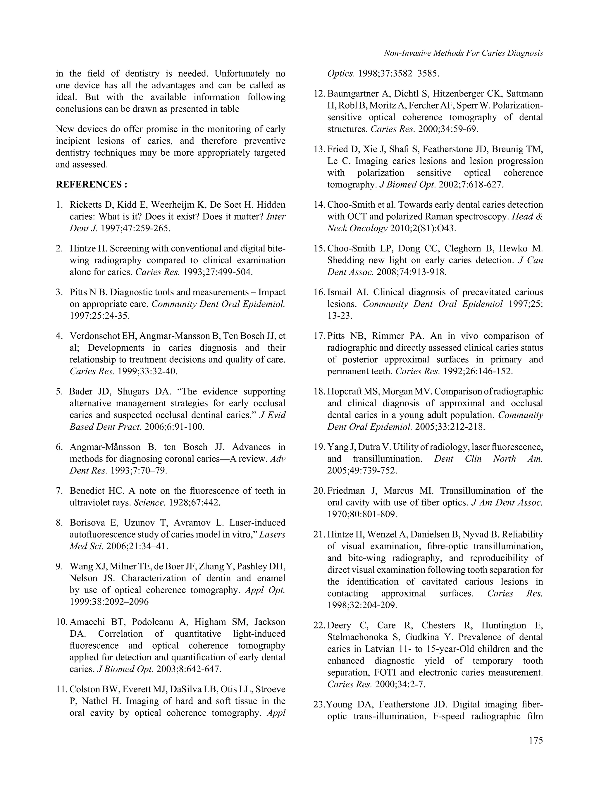 CARIES DIAGNOSIS | PDF