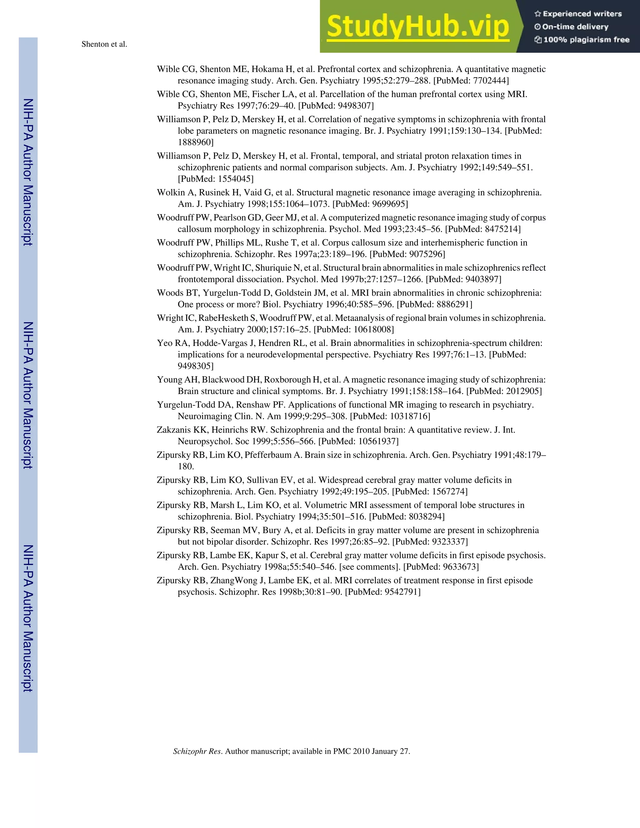A Review Of MRI Findings In Schizophrenia | PDF