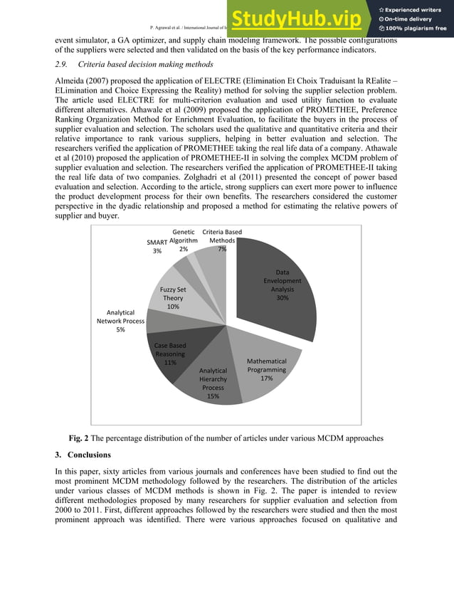 A Review Of Multi Criteria Decision Making Techniques For Supplier Evaluation And Selection Pdf