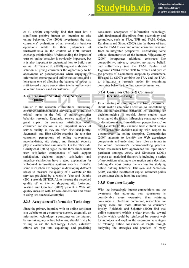 A Review Of Online Consumer Behavior Research | PDF