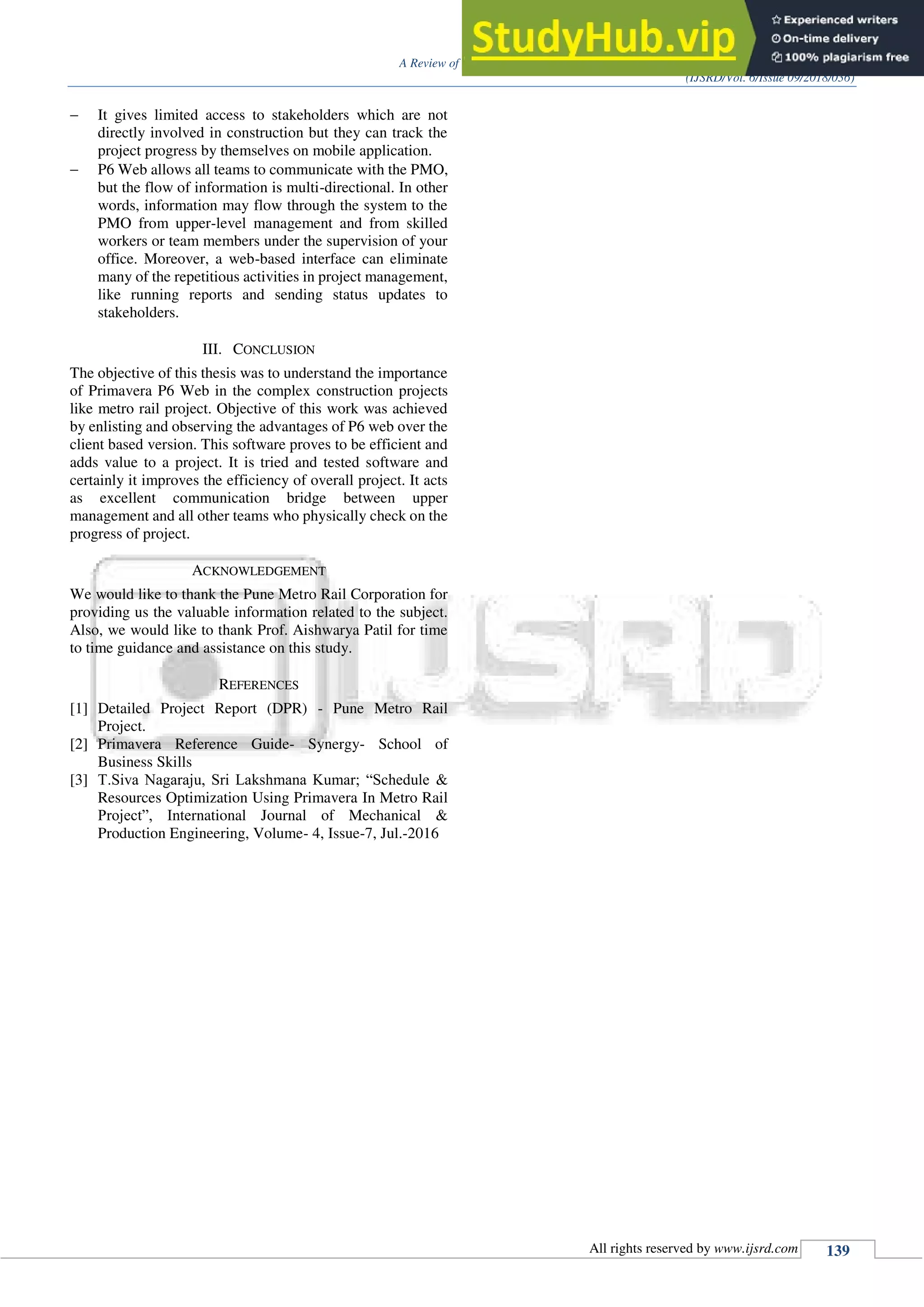 A Review Of Planning Scheduling Of A Pune Metro Rail Project Using ...