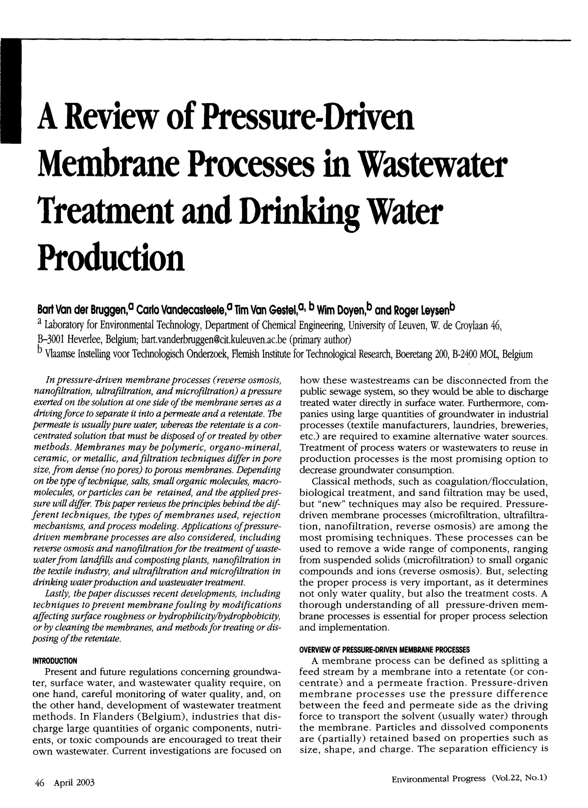 A review of pressure driven | PDF