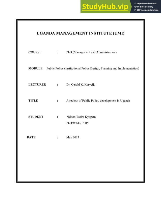 A Review Of Public Policy Development In Uganda | PDF | Political Issues & policy | Politics