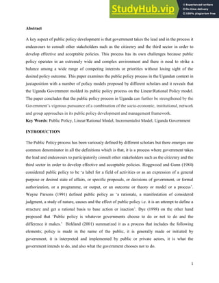 A Review Of Public Policy Development In Uganda | PDF