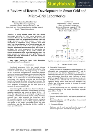A Review Of Recent Development In Smart Grid And Micro Grid ...