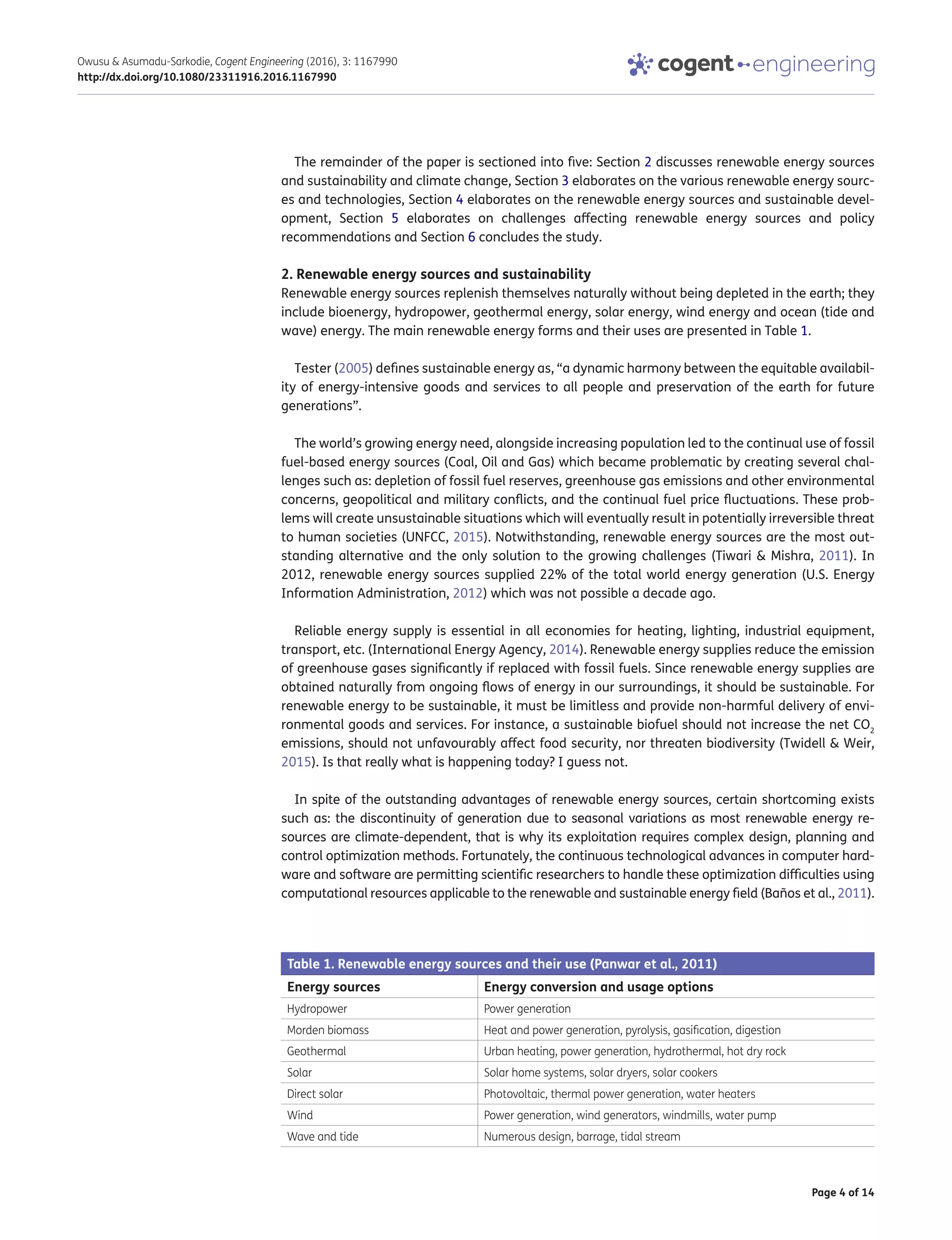 A review of renewable energy sources sustainability issues and climate ...
