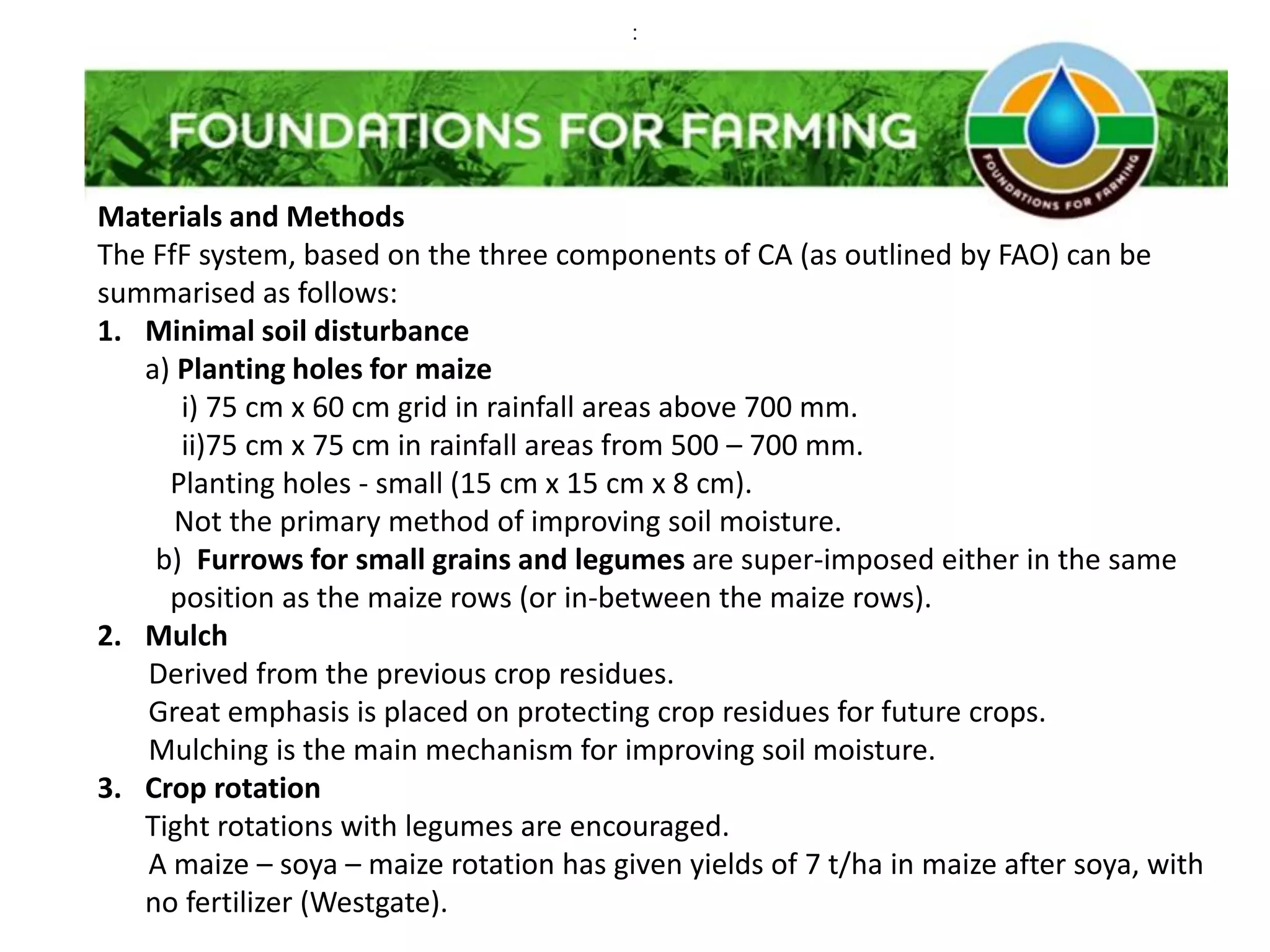 A review of research with the “foundations for farming system” of ...