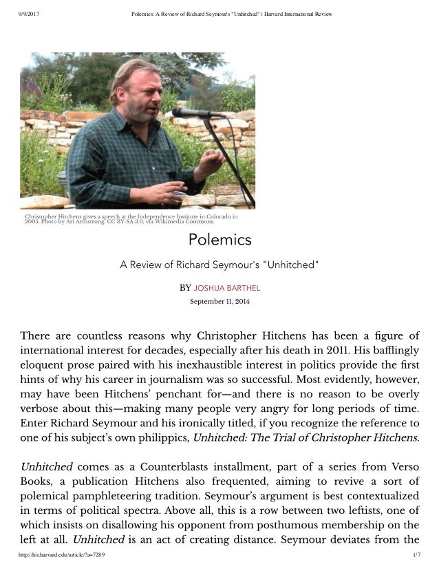 Review of Richard Seymour's 'Unhitched'