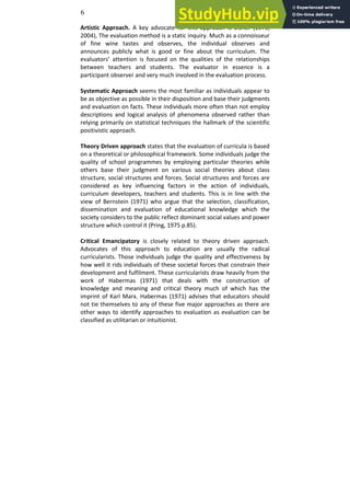 A Review Of Scientific And Humanistic Approaches In Curriculum Evaluation | PDF