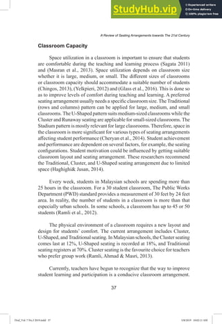 A REVIEW OF SEATING ARRANGEMENTS TOWARDS THE 21St CENTURY CLASSROOM ...