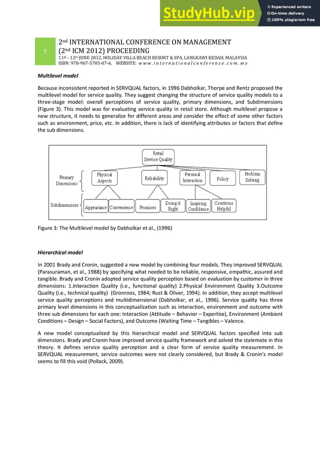 A REVIEW OF SERVICE QUALITY MODELS | PDF