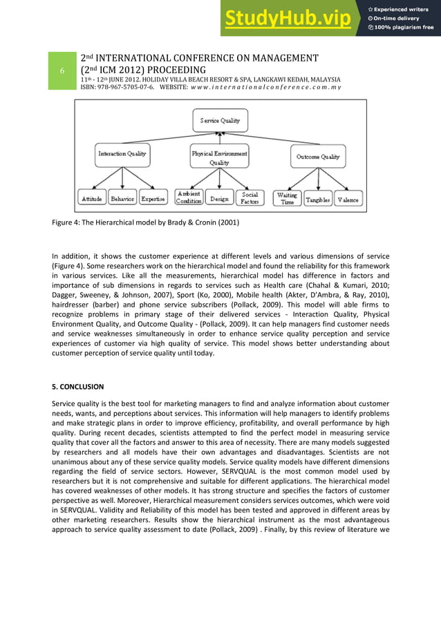 A REVIEW OF SERVICE QUALITY MODELS | PDF