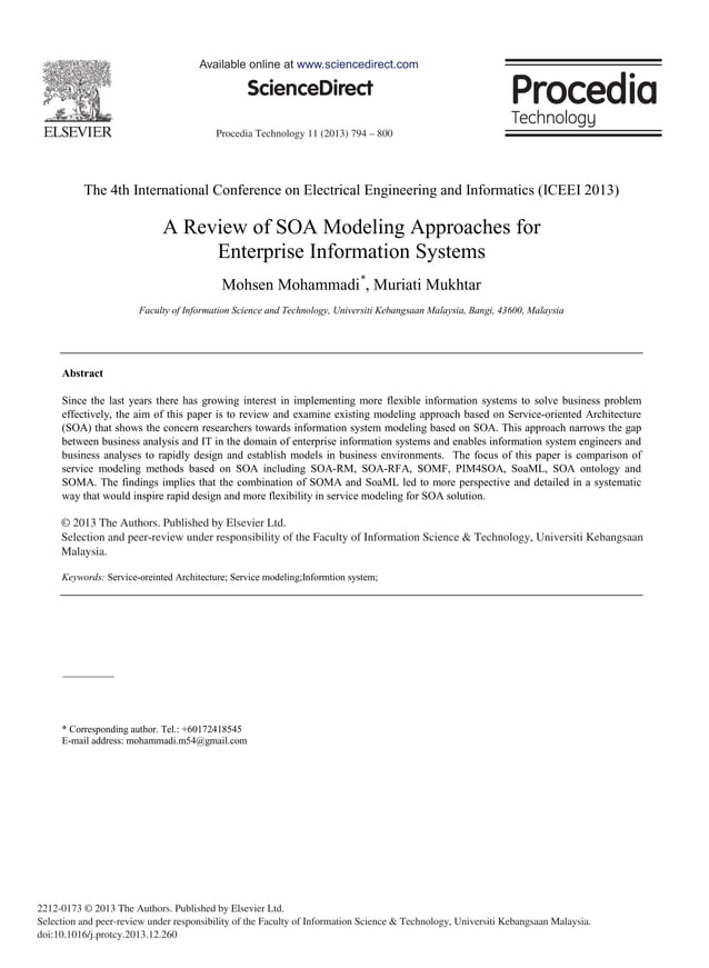 A review of soa modeling approaches for enterprise information systems | PDF