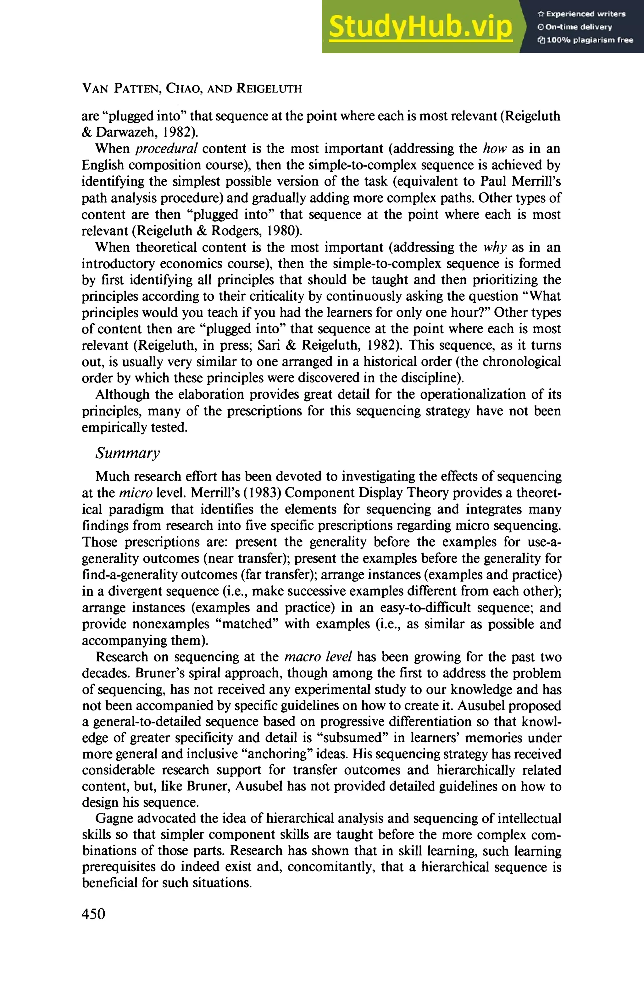 A Review Of Strategies For Sequencing And Synthesizing Instruction | PDF