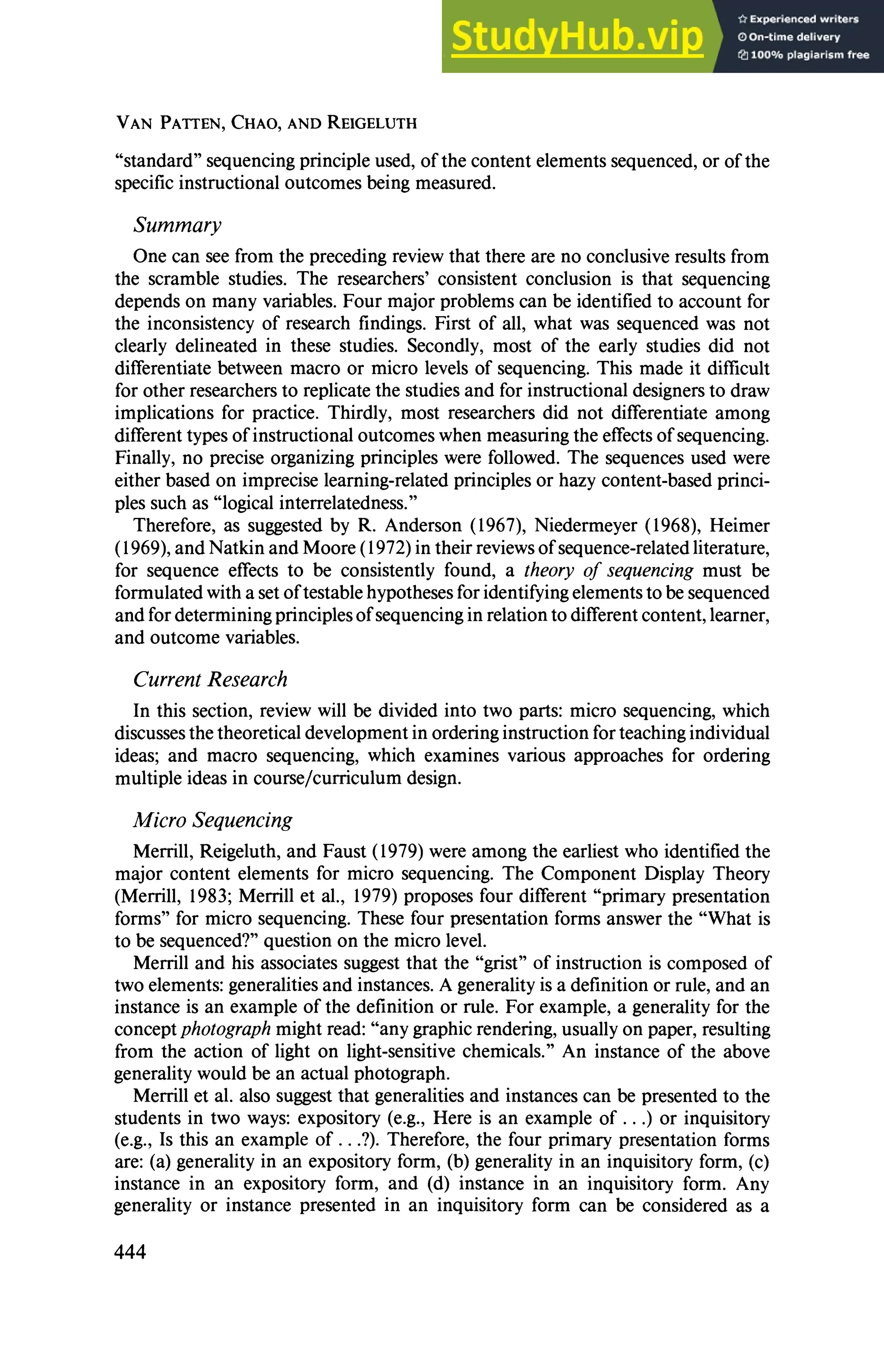 A Review Of Strategies For Sequencing And Synthesizing Instruction | PDF