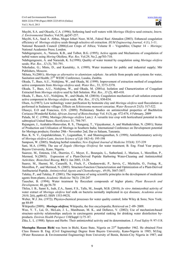 A review of the applications of moringa oleifera seeds extract in water treatment | PDF ...