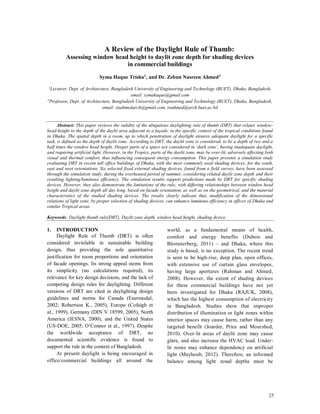 A review of the daylight rule of thumb Assessing window head height to ...
