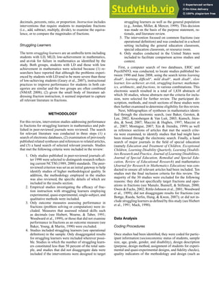 A Review Of The Literature Fraction Instruction For Struggling Learners ...