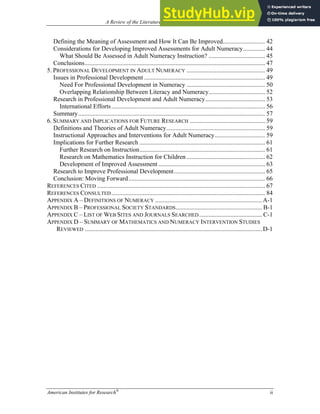 A Review Of The Literature In Adult Numeracy Research And Conceptual Issues | PDF