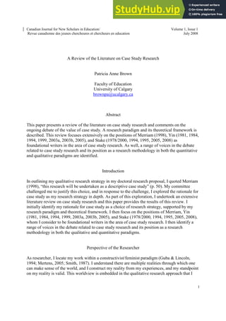 A Review Of The Literature On Case Study Research | PDF