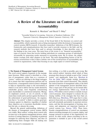 A Review Of The Literature On Control And Accountability | PDF