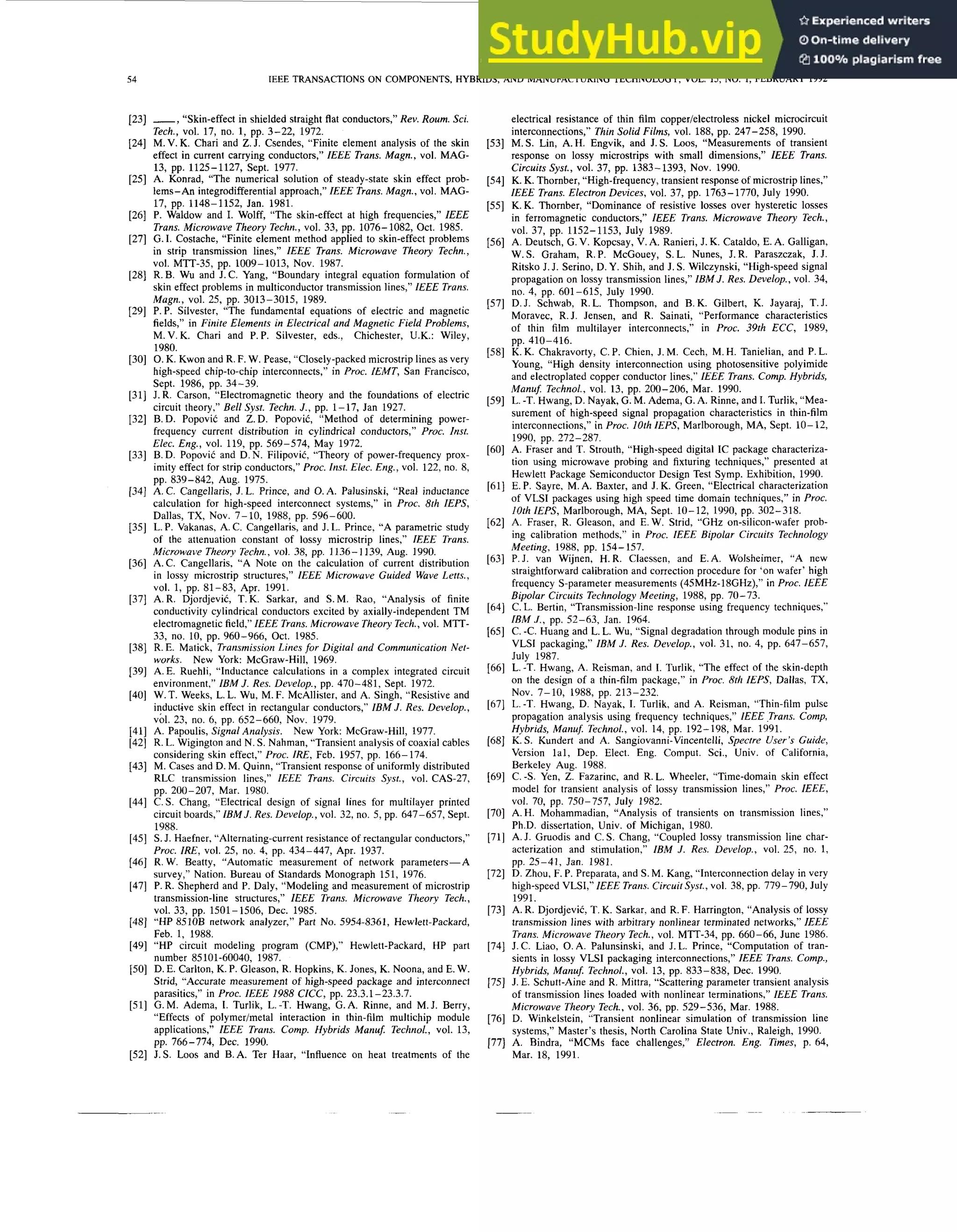 A Review Of The Skin Effect As Applied To Thin Film Interconnections | PDF