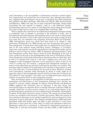 A Review Of The Time Management Literature | PDF