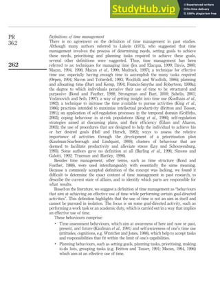 A Review Of The Time Management Literature | PDF